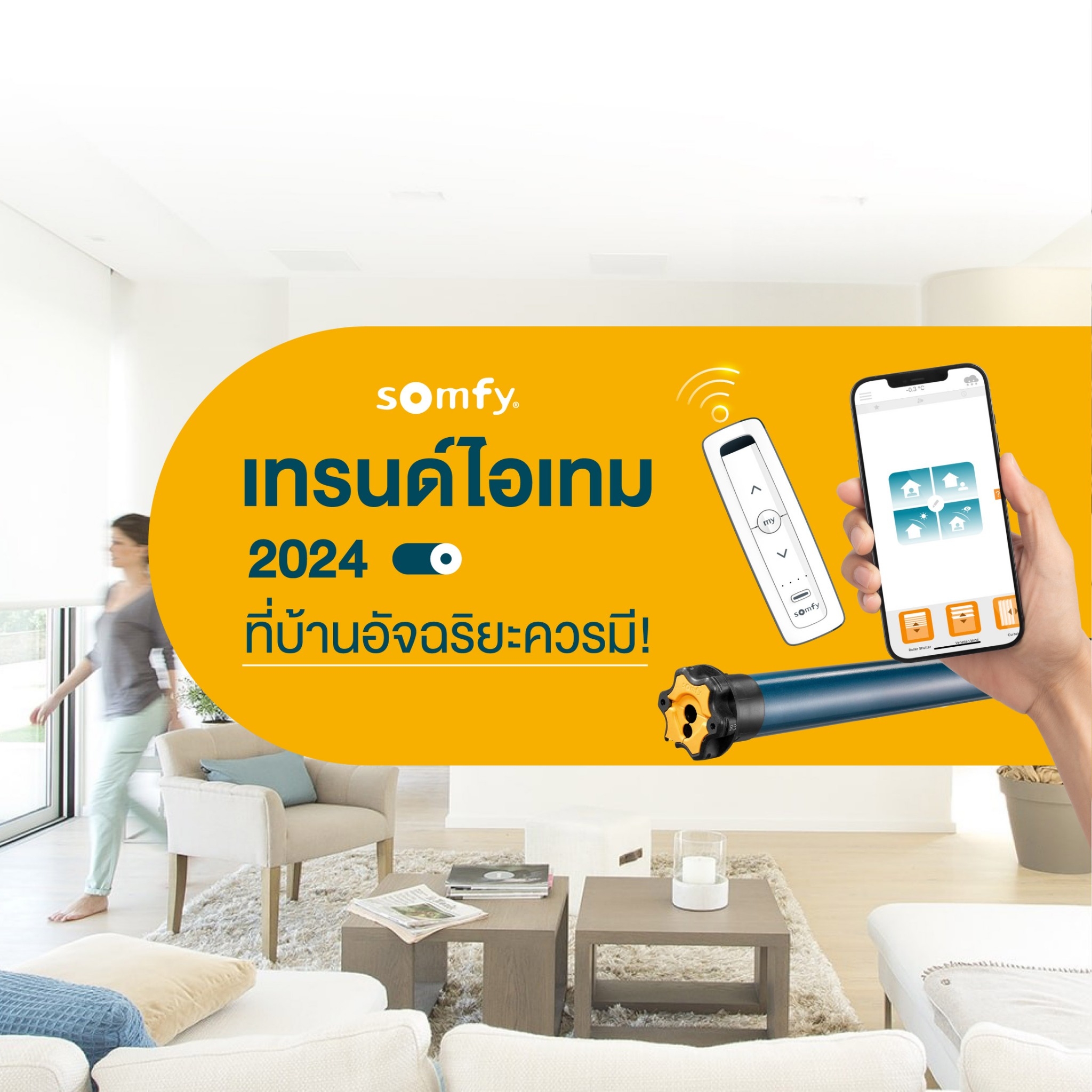 ผ้าม่านไฟฟ้า: Somfy ผู้เชี่ยวชาญด้านผ้าม่านรางมอเตอร์
